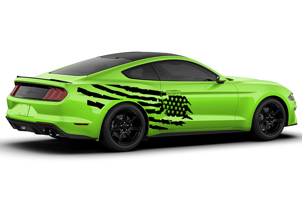 Back American flag Graphics Vinyl Decals Compatible with Ford Mustang