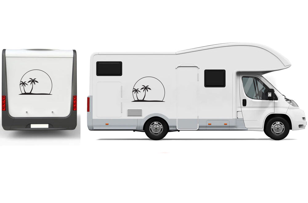 Palm Trees With Sunset Decals, Graphics For RV, Trailer, Camper