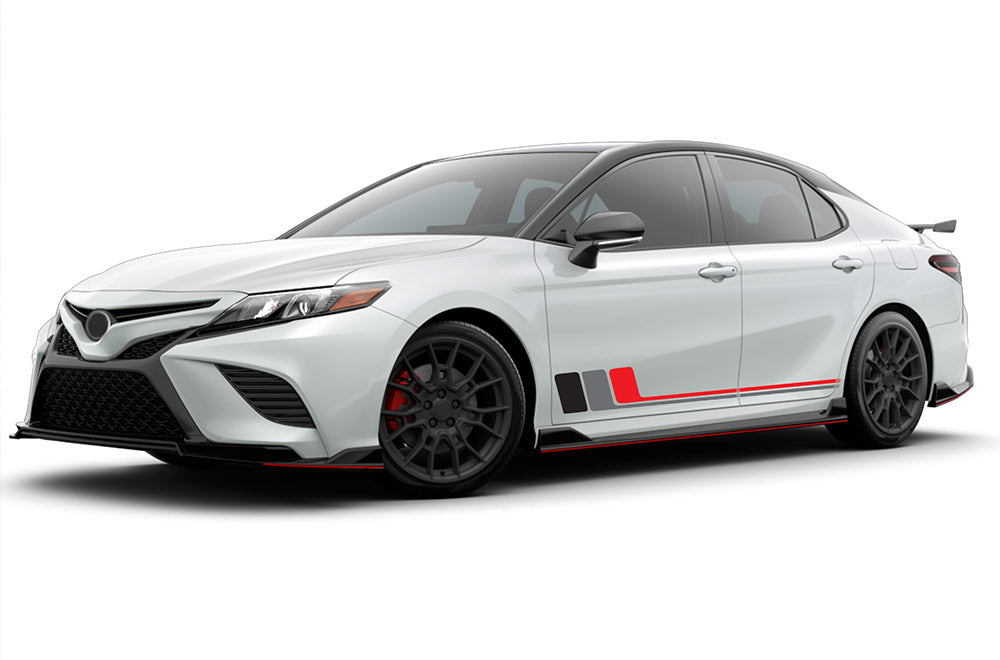 Retro Stripes Red Grey Black Graphics decals for Toyota Camry