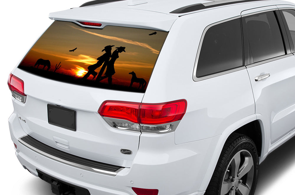 Wild West Rear Perforate vinyl stickers Cherokee Window decals